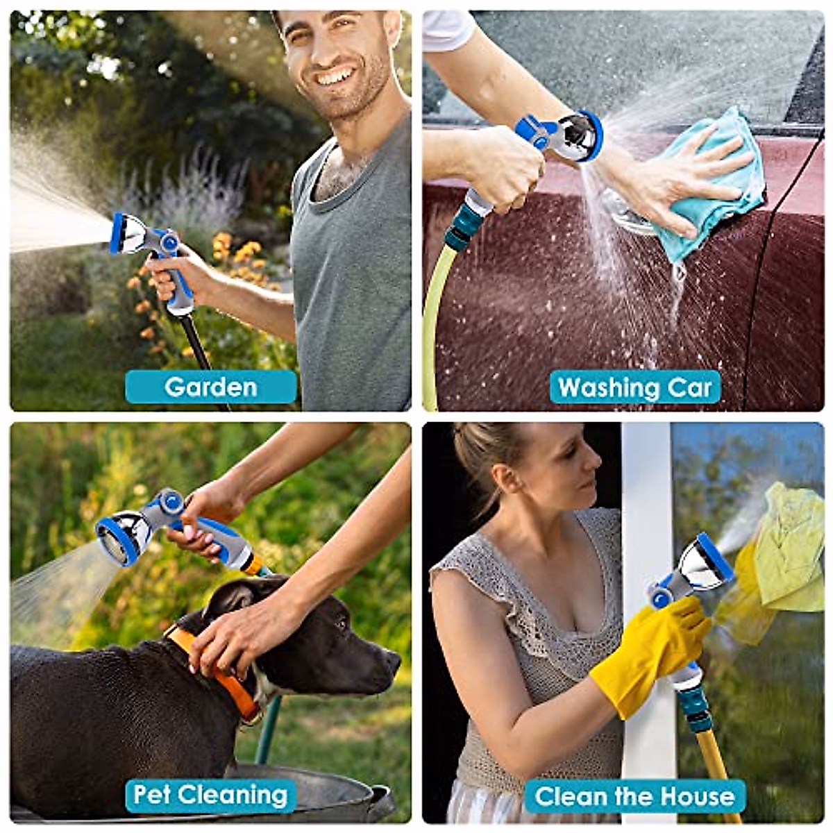 LOKIMSI Garden Hose Nozzle Sprayer，Features 10 Spray Patterns, Thumb Control, On Off Valve for Easy Water Control，Best for Watering Plants,Lawn& Garden,Washing Cars,Cleaning,Showering Pets