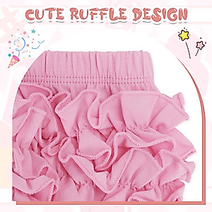 Durio Baby Bloomers for Toddler Girls Ruffle Diaper Covers for Girls Cute Cotton Baby Girl Shorts White 6-12 Months