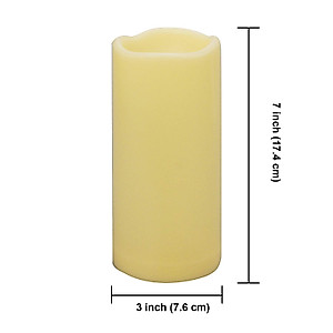 iZAN 1 Pack Waterproof Outdoor Flameless Candle with Timer 3” x 7” Battery Operated Electric LED Pillar Candle for Gift Home Décor Party Wedding Supplies Garden Halloween Christmas Decoration