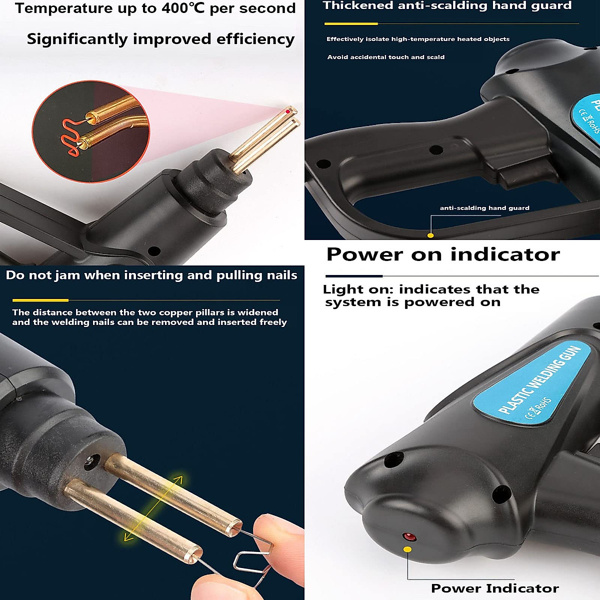 Plastic Welding Machine Car Bumper Repair Kit, 70W Plastic Welder Hot Stapler Welding Gun with Outside Corner/Inside Corner/Flat/Wave Staples