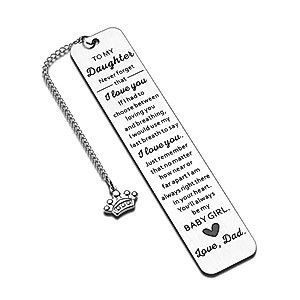 Christmas Gifts for Daughter from Dad Inspirational Bookmark for Teens Girl Birthday Christmas Presents from Father for Daughter in Law Stepdaughter Graduation Back to School Gifts for Her