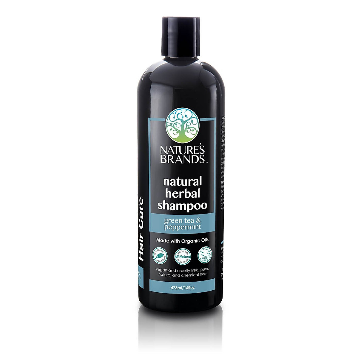 Natural Shampoo by Herbal Choice Mari (Green Tea & Peppermint, 16 Fl Oz Bottle) - Made with Organic Ingredients - No Toxic Synthetic Chemicals