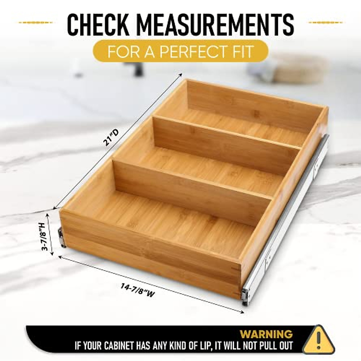 Fabsome Sliding Bamboo Cabinet Organizer - Kitchen & Pantry