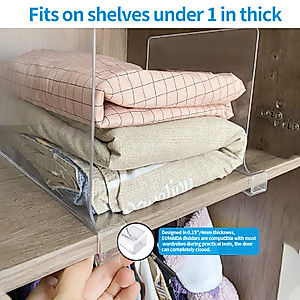 SUMAIDA Shelf Dividers for Closet Organization, Clear Acrylic Shelf Divider for Wooden Shelves, in Closets Shelf and Closet Separator in Bedroom, Kitchen and Office(6)
