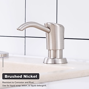 GAGALIFE Built in Counter Soap Dispenser (Brushed Nickel) for Kitchen Sink and Extension Tube Kit, Anti-Leakage Upgrade with 40" Tube No More Top Refill