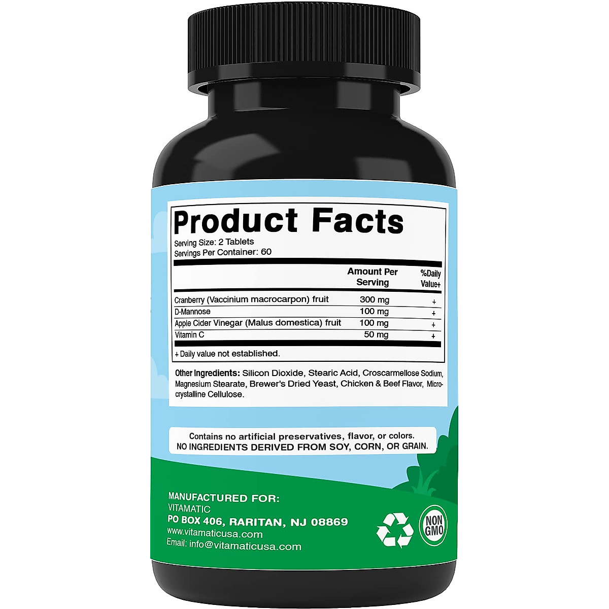 Vitamatic Cranberry for Dogs - 120 Chewable Tablets - Added D-Mannose, Apple Cider, Vitamin C for Urinary Tract Support, Bladder Support for Dogs