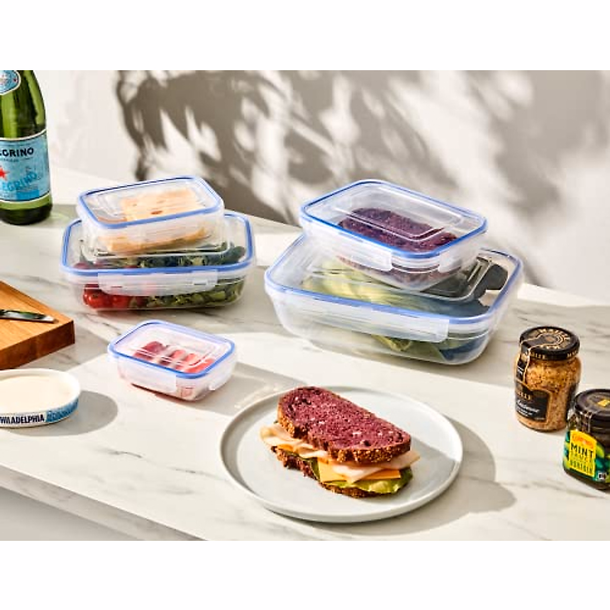 Superio Sealed Plastic Food Storage Container - Airtight, Leakproof Meal Prep Containers with Easy Snap Lid- Microwave and Freezer Safe- Rectangular(12)