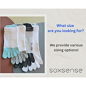ss soxsense Toe Socks for Men and Women Athletic Running Five Finger Socks with Premium Cotton LightWeight (Size 6-14) (US, Alpha, Large, Regular, Regular, White)