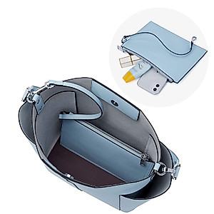 BOSTANTEN Genuine Leather Bucket Handbag Designer Hobo Shoulder Bags Tote Purses and Handbags Set with Clutch Purses and Womens Wallet Genuine Leather Large Capacity Wristlet Clutch Purse Credit Card