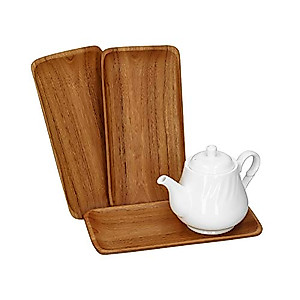 Canbella Serving Platter Teak Wood Rectangular - Serving Tray 5 x 10 inches Set of 3 Party Wooden Platters Wood Tray for Display Fruit Snacks Dessert Appetizer Sushi Food Decorative