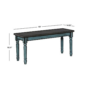 Powell Furniture Willow Dining Bench, Multicolor, 40”W x 14.02”D x 18.31”H