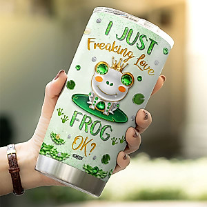 CUBICER Personalized Coffee Tumbler Frog Jewelry Style Custom Name Cute Birthday Gifts For Women Girls Friends Mom Kids Teens Insulated Cup Travel Mug With Lid Oz Cold Steel Cups