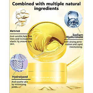 Under Eye Patches (60Pcs) - Upgraded Eye Mask Retinol & Collagen, Eye Treatment Mask, Under Eye Bag Treatment, Eye Masks for Puffy Eyes, Anti-Aging, Anti-Wrinkle and Fine Lines, Under eye Dark Circles