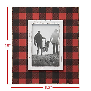 Foreside Home & Garden Red Buffalo Plaid 4x6 Inch Wood Decorative Picture Frame