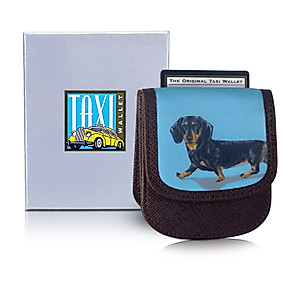 Taxi Wallet – Vegan Material, Dachshund – A Simple, Compact, Front Pocket, Folding Wallet, that holds Cards, Coins, Bills, ID – for Men & Women