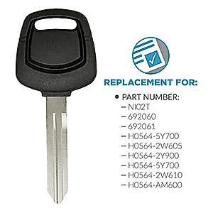 Keyless2Go Replacement for New Uncut Transponder Ignition 4D60 Chip Car Key NI02T (2 Pack)