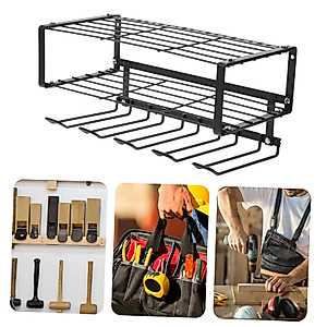 LALADEFIEE Electric Drill Storage Rack Power Screwdrivers Garage Storage Mounted Shelves for Storage Hand Wisking Tool Electric Eletric Screwdrivers Cordless Tool Storage Carbon Steel Black