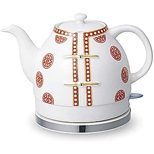 Hokcus Electric Ceramic Kettle Teapot-Retro 1.2L Stainless Steel Jug,Bpa-Free,Automatic Power Off Fast Boiling Removable Base,Boil Dry Protection 1200W/Red