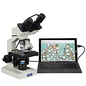 OMAX 40X-2500X Lab Binocular Compound LED Microscope with Double Layer Mechanical Stage and Digital Camera M82EZ-C02