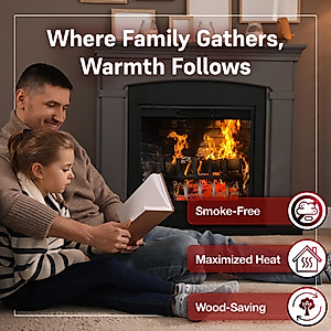 Grate Wall of Fire Model M-6 Smoke-Free Fireplace Grate – 26" Wide x 15" Tall – Durable Alloy Steel Construction, Increases Heat Output, Eliminates Smoke Issues, Ideal for Larger Fireplaces