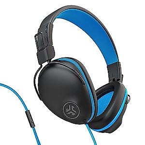 JLab JBuddies Pro Wired Over-Ear Kids Headphones, Built-in Volume Regulators for Safety, Folding, Adjustable, Noise Isolation, with Mic, Blue