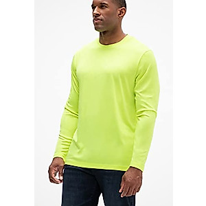 DEVOPS Men's 3Pack UPF 50+ Dri fit Workout Moisture Wicking Long Sleeve T-Shirt (Medium, Navy/Safty Green/White)