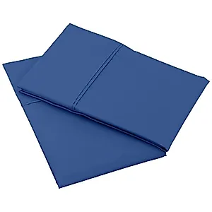 Amazon Basics 400 Thread Count Cotton Pillow Cases, King, 40" L x 20" W, Navy - Set of 2, Pillows Not Included