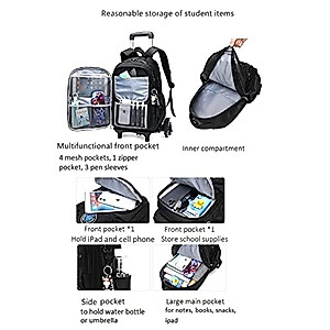 Boys Geometric-Print Rolling Backpack Kids Luggage School Bag Trolley Bookbag Rucksack with Wheels