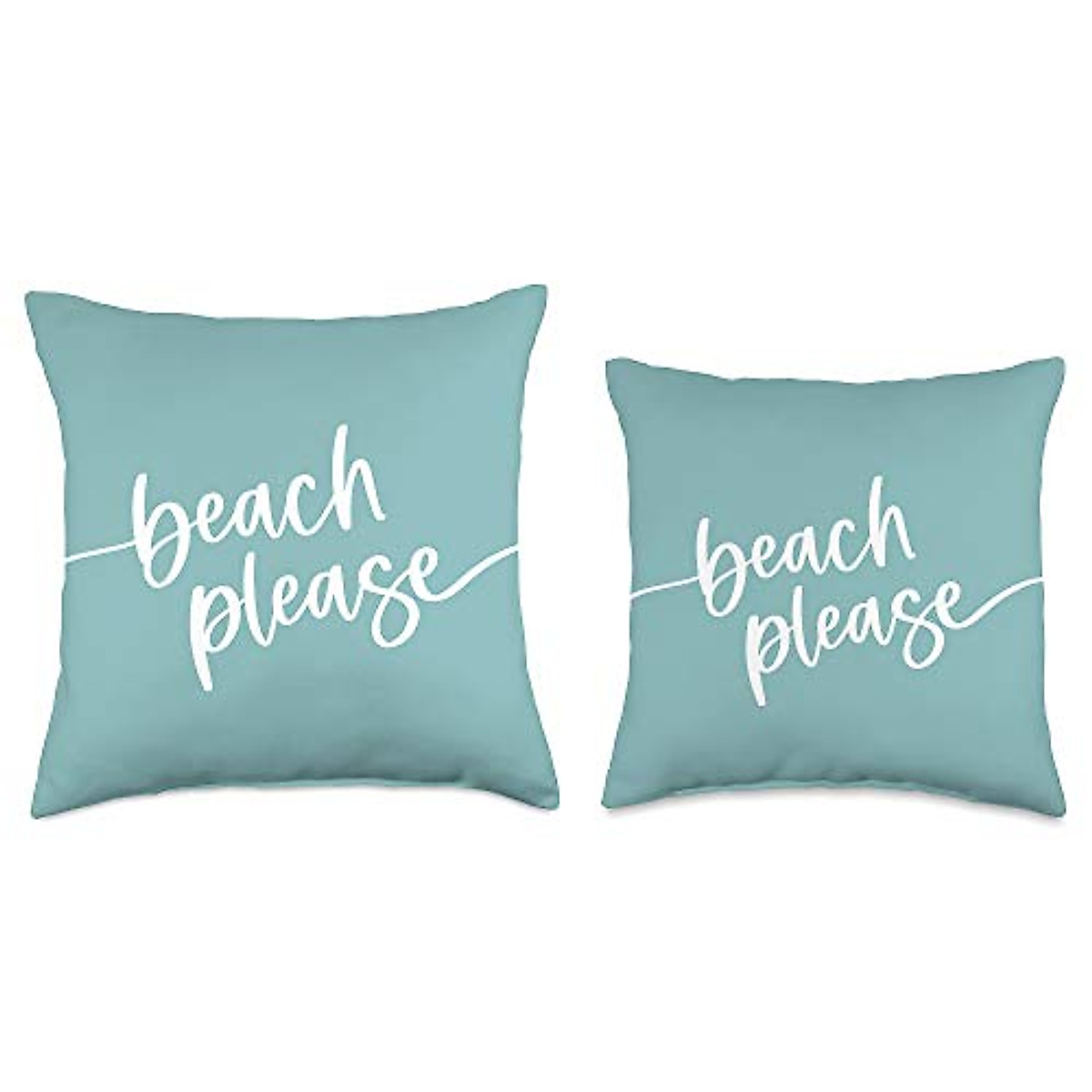 Vine Mercantile Beach Please-Cute Summer Sayings-Dusty Teal Aqua Throw Pillow, 18x18, Multicolor