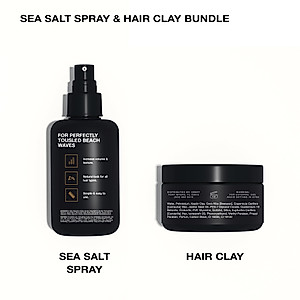 CRVFT Hair Clay 2.8oz + Sea Salt Spray 6oz Men's Bundle - Medium + Light Hold - Matte + Natural Finish - Volume + Texture + Prestyler - Stylist Approved - Scented