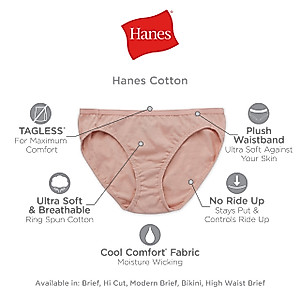 Hanes Womens High-waisted Panties, 6-pack, Moisture-wicking Cotton (Colors May Vary) Briefs-underwear, Body Tones, 8 US