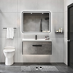 Niccy LED Bathroom Mirror, 30"x22" Rectangle Wall Mounted Vanity Mirrors with Metal Frame, Anti Fog Dimmable Smart Mirror for Bathroom/Bedroom/Livingroom/Entryway(Horizontal or Vertical),Black