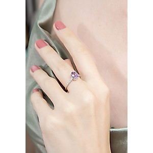 GemStar USA Sterling Silver Amethyst and White Topaz Oval Crown Ring, Size 10