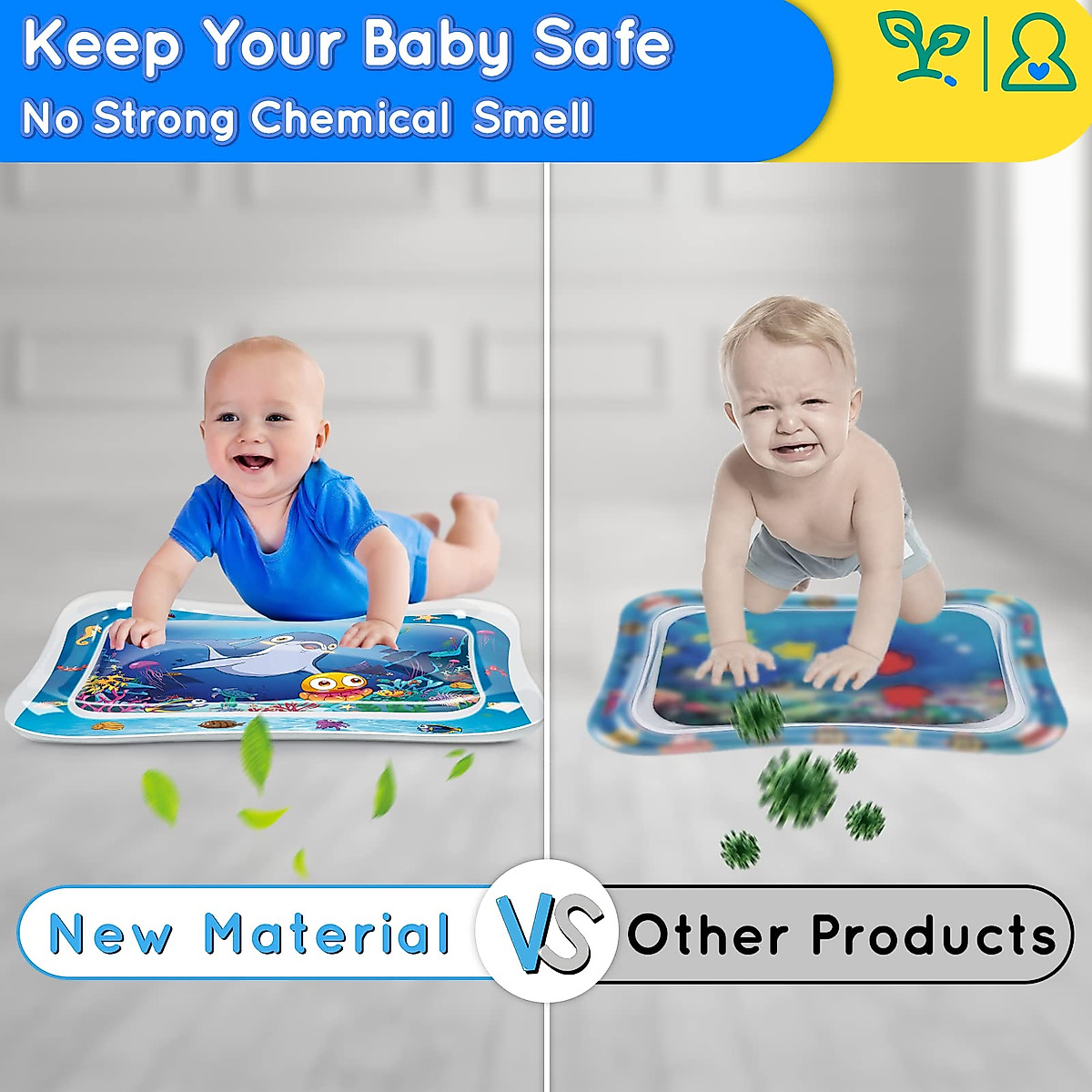 Infinno Tummy Time Mat 2022 Upgraded, Sensory Water Mat for Babies, Baby Toys for Boys and Girls Age 3 6 12 Months, Great Gift Idea of Baby Stuffs