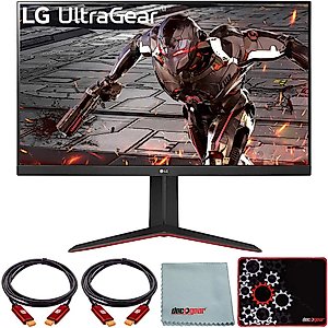 LG 32GN650-B 32 inch Ultragear QHD 165Hz 16:9 HDR10 Monitor with FreeSync Premium Bundle with Deco Gear HDMI Cable 2 Pack + Gamer Surface Mousepad + Screen Cloth