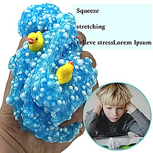 Blue Foam Ball Slime and Lovely Crystal Beads, Squeeze it and Make a Squeaking Sound. Stretchy and Non-Sticky, Popular for Birthday Gift Parties with Girls and Boys
