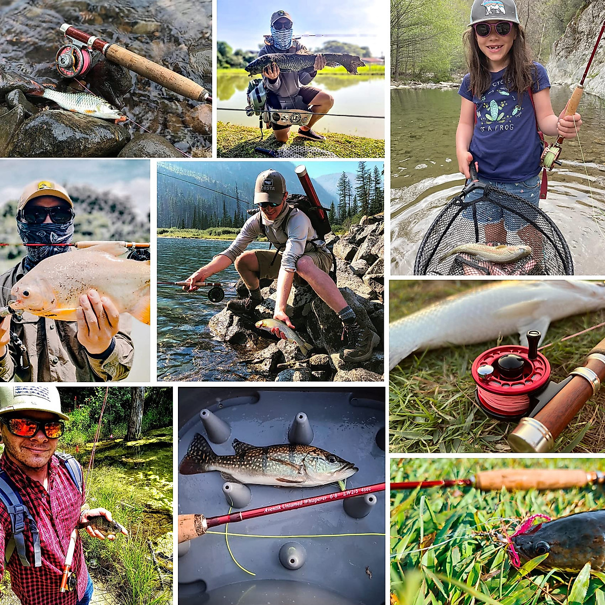 Aventik Whisperer Fly Fishing Rod 4 Pieces, 6FT 0/1/2/3wt, 7FT 3/4wt, 24T Corbon Fiber Fast Action Super Compact Freshwater Ultra Light Fly Rod with Cordura Rod Tube (6'8'' LW2/3)