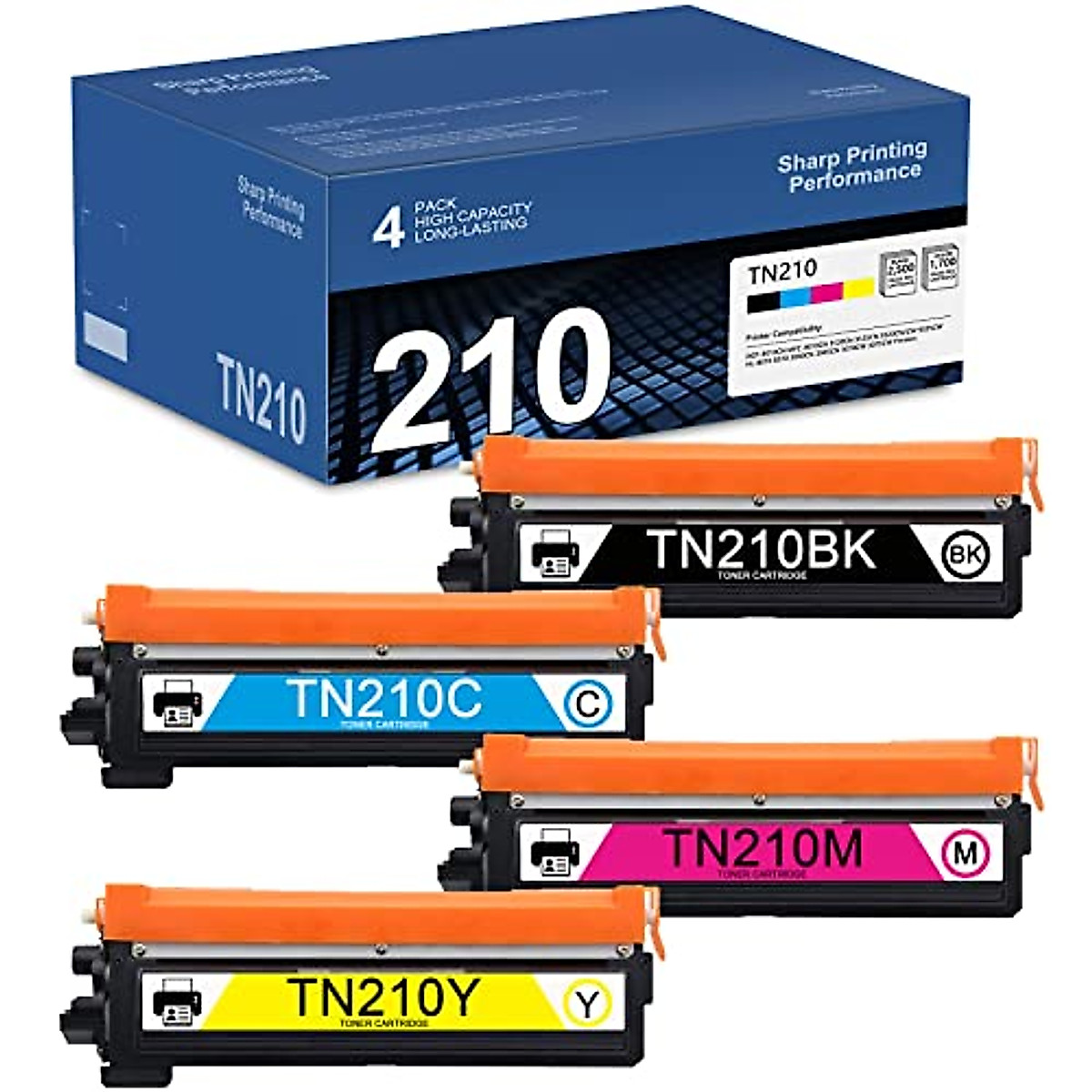 TN210 Toner Cartridge Set (1BK+1C+1Y+1M , 4-Pack) EAXIUE Compatible TN210 TN210BK TN210C TN210M TN210Y Toner Cartridge Replacement for Brother DCP-9010CN MFC-9010CN 9120CN 9125CN 9320CN/CW Printer