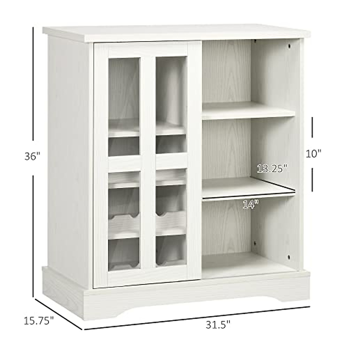 HOMCOM Coffee Bar Cabinet, 36" Sideboard Buffet Cabinet with Sliding Door, Wine Cabinet with Storage, White