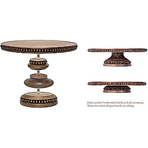 SMAAFIT 12 Inch Solid Cedar Wood Mud Pie Cake Stand for Wedding Decorative Display Serving Platter for Pastries Muffins Dessert Detachable Decorative Kitchen Server and Display(Brown)