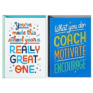 Hallmark Thank You Cards (2 Cards with Envelopes) for Coach, Teacher, Mentor, Appreciation, Graduation