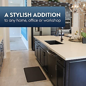 Sky Solutions Anti Fatigue Mat - 3/4" Cushioned Kitchen Rug and Standing Desk Mat & Garage - Non Slip, Waterproof and Stain Resistant (20" x 39", Black)