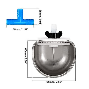 PATIKIL 87mm Width Rabbit Waterer Cups, Automatic Poultry Nipple Drinker Bowl Spilt for Small Animals Hamster Drinking, Silver