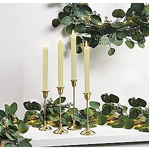 Stmarry Flickering Flameless Taper Candles with Remote - 10 Inch LED Candlesticks, Realistic 3D Flame with Wick, Ivory Real Wax, Spring Home Decor, Automatic Timer - Set of 6