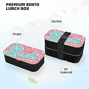 Pink Blue Citrus Slices Adult Lunch Box, Bento Box, With Cutlery Set Of 3, 2 Compartments, Rectangular, Lunch Box For Adults