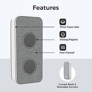 LOUKIN Magnetic Dry Erase Eraser, Whiteboard Eraser, Glass Board Eraser(Gray), Free 3.4 oz Whiteboard Cleaner Included, for Classroom, Home and Office Use