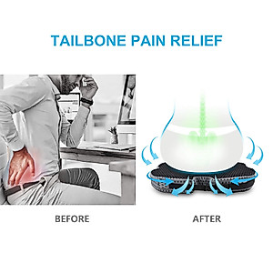 Car Coccyx Seat Cushion Pad for Sciatica Tailbone Pain Relief, Heightening Wedge Booster Seat Cushion for Short People Driving, Truck Driver, for Office Chair, Wheelchair (Black White)