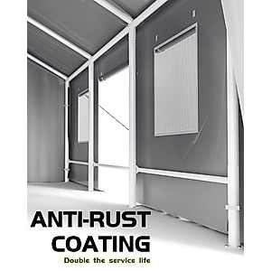 DEXSO 10'x20' Carport Windproof, Anti-High Wind Portable Garage, Reinforced Frames & 180 g PE Carport Canopy, with Front & Rear Doors, Shelter for Pickup, Boat, and Equipment, Silver Gray