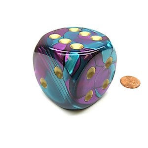Purple Teal Gemini Dice With Gold Pips 50mm (2in) D6 Die Chessex
