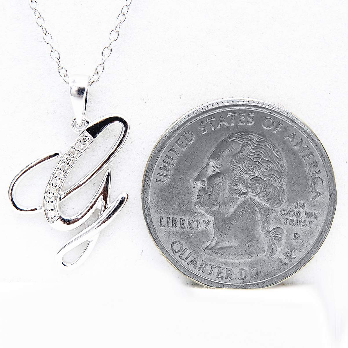 Dazzlingrock Collection 0.05 Carat (Ctw) Round Diamond Fancy Letter 'G' Initial Pendant for Mother's Day, Sterling Silver